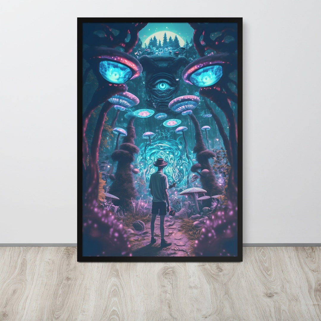 Colorful Trippy AI Generated Mushroom Digital Art Poster Ai - Etsy