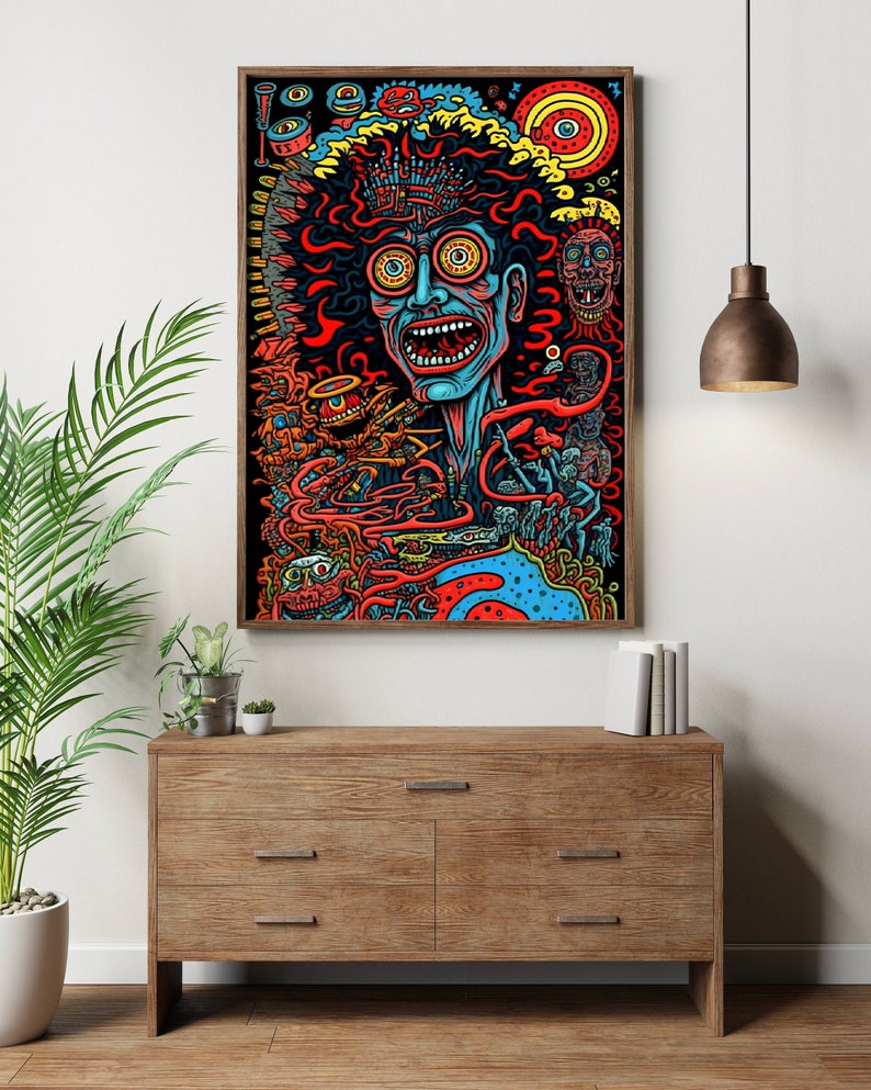 Trippy Man Poster Psychedelic Art Print AI Digital Art - Etsy