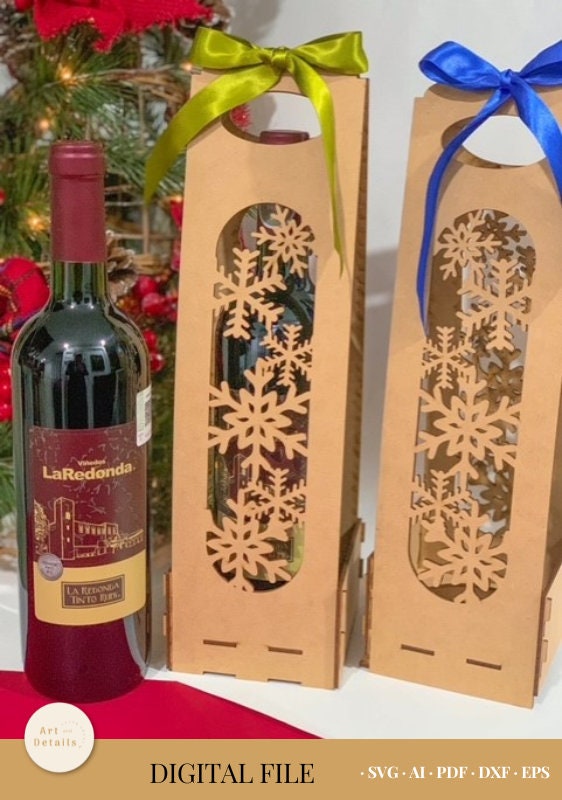 Caja de vino, Archivos SVG de caja de vino, Archivos cortados con láser de caja de botella de ...