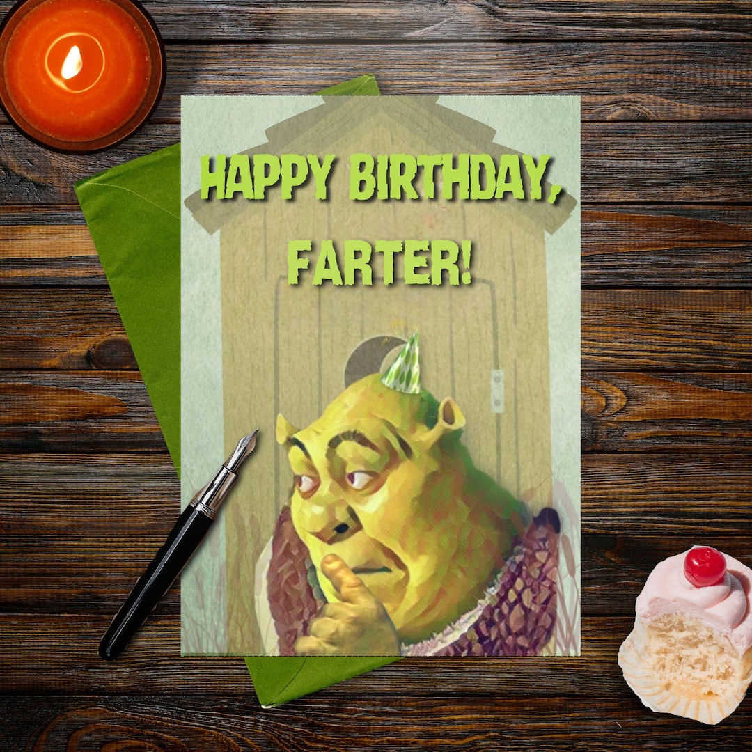Digital--printable Shrek Themed Birthday Card/funny Birthday Card for ...