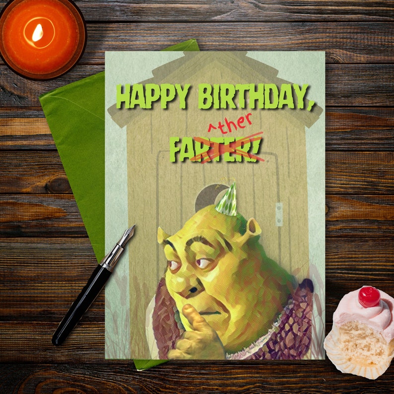 Printable Shrek Themed Birthday Card/funny Birthday Card for Father's ...