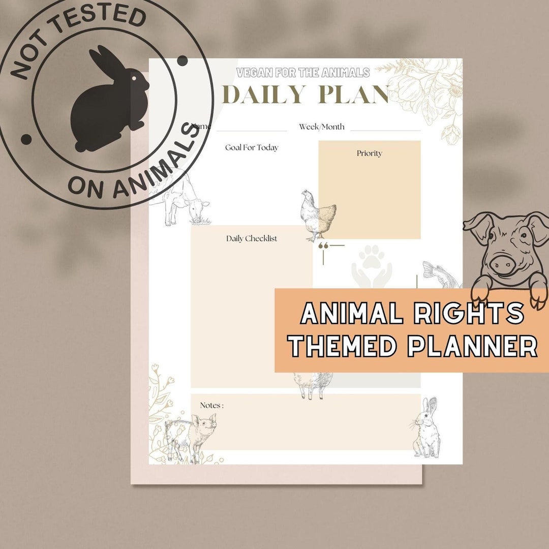 Animal Rights Themed Single Page Planner (DIGITAL) - Etsy