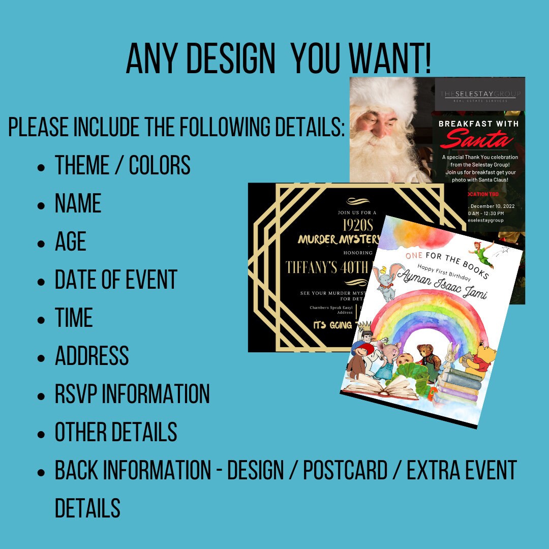 Custom Invitations Custom Invitation Design PRINTED | Made to Order ...