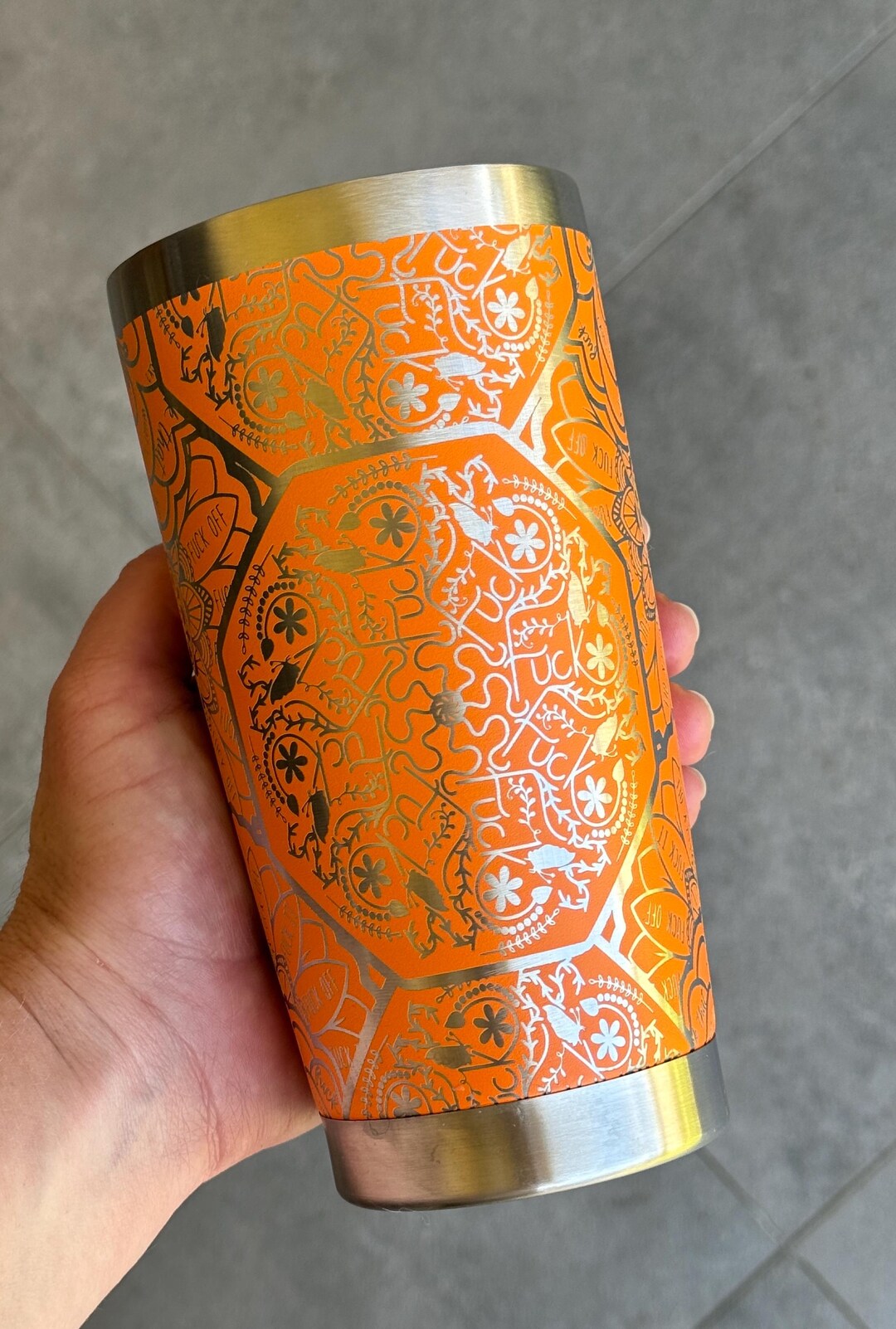 Full 360 Degree Swear Word Mandala Laser Engraved 20 Ounce Tumbler With ...