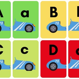 ABC Race Car Matching Flashcards - Etsy