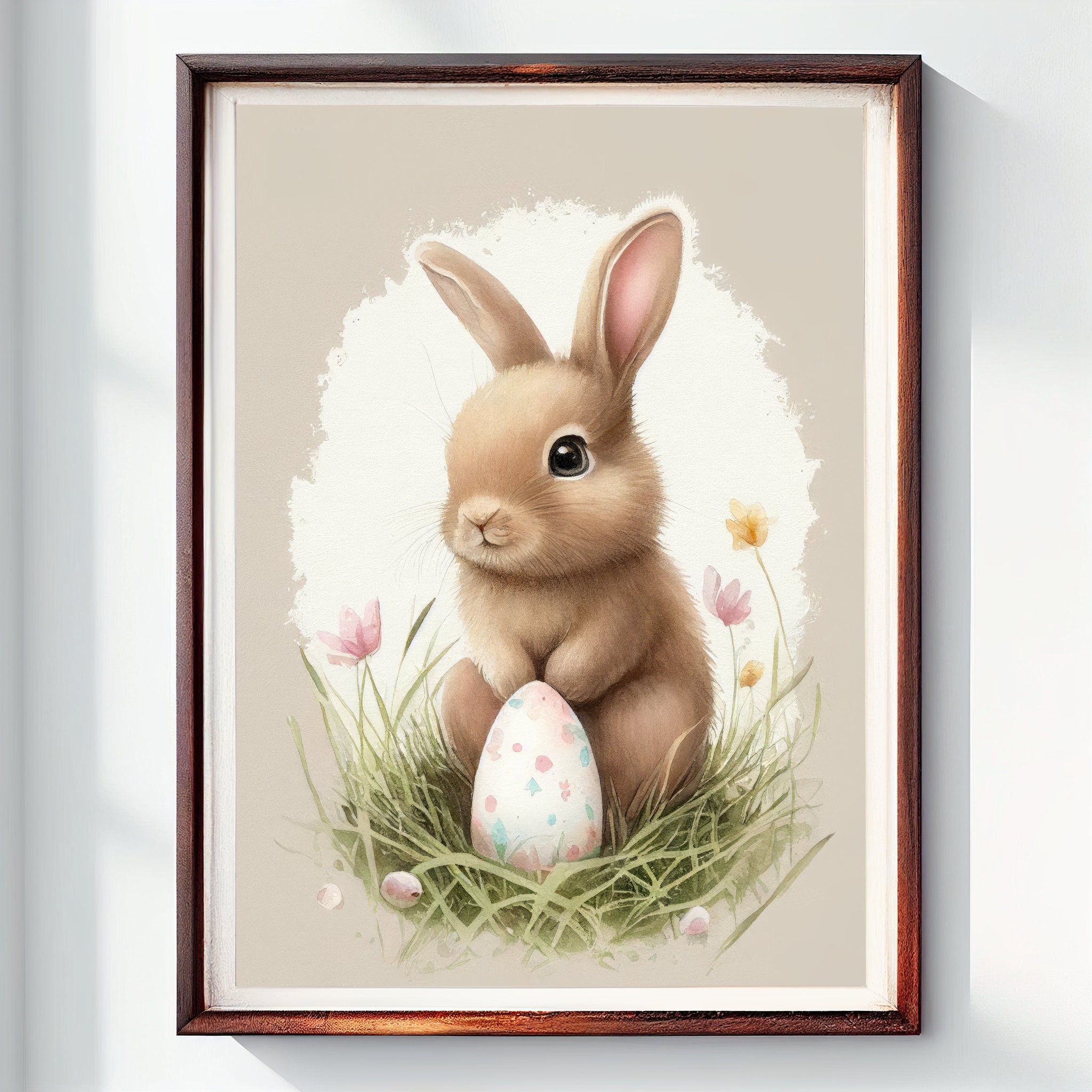 Bunny Rabbit Watercolor Poster Wall Art, Cute Nursery Wall Decor Art ...