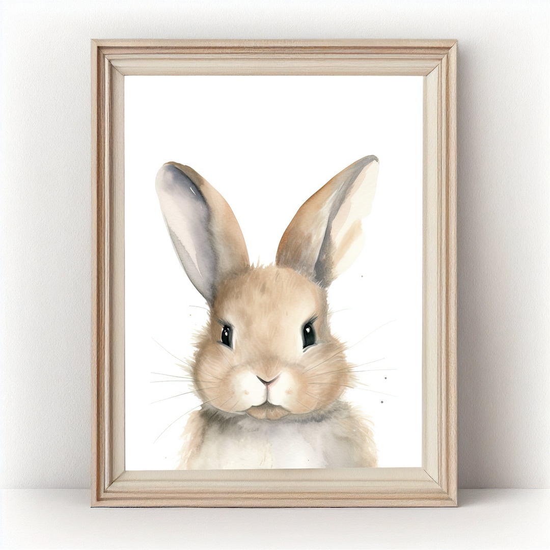 Bunny Rabbit Watercolor Poster Wall Art, Cute Nursery Wall Decor Art ...