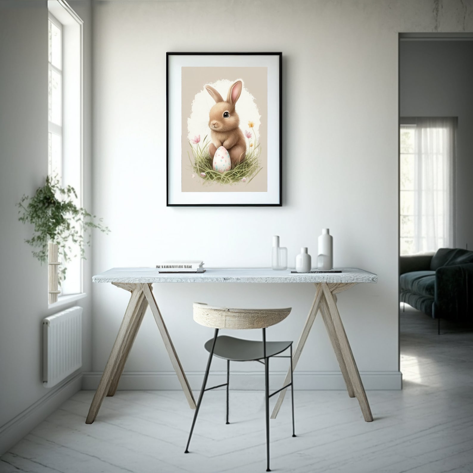 Bunny Rabbit Watercolor Poster Wall Art, Cute Nursery Wall Decor Art ...