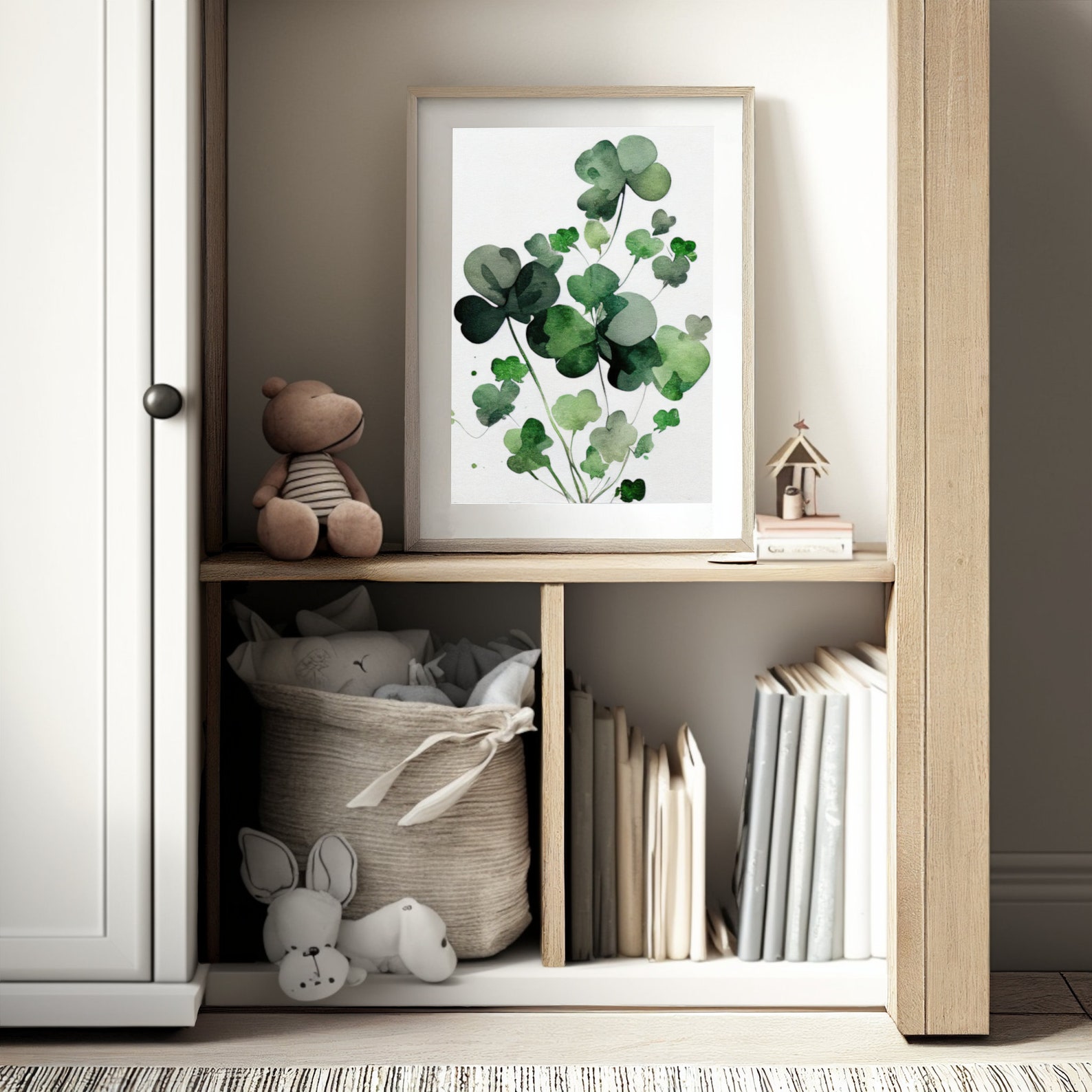Green Clovers Watercolor Print File, Abstract Clover Painting, Lucky ...