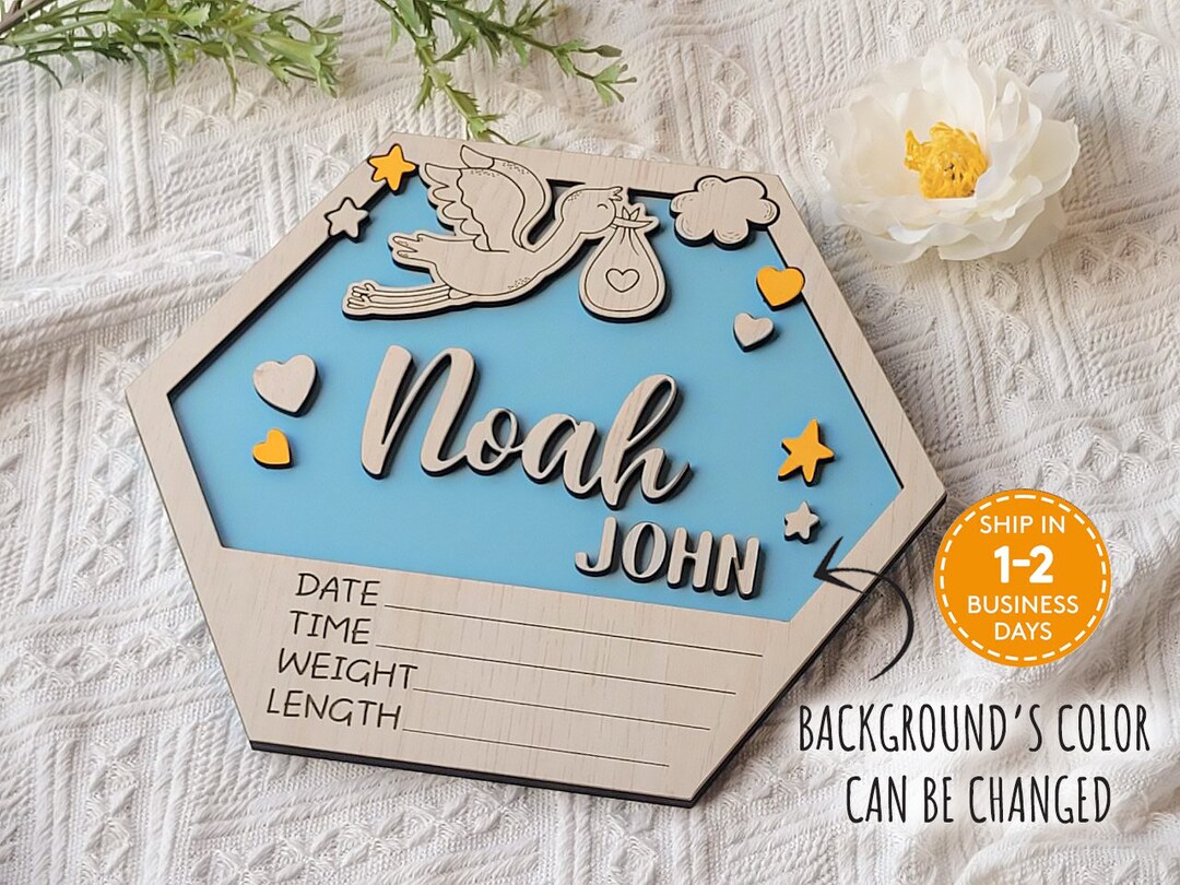 Baby Name Sign Birth Stats Sign Baby Name Announcement - Etsy