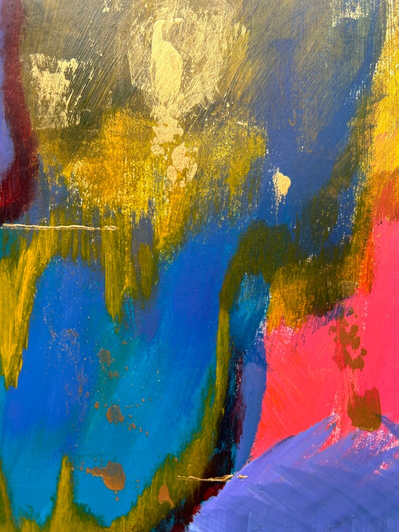 Small Original Abstract Painting on Paper, Mixed Media Art, Abstract ...