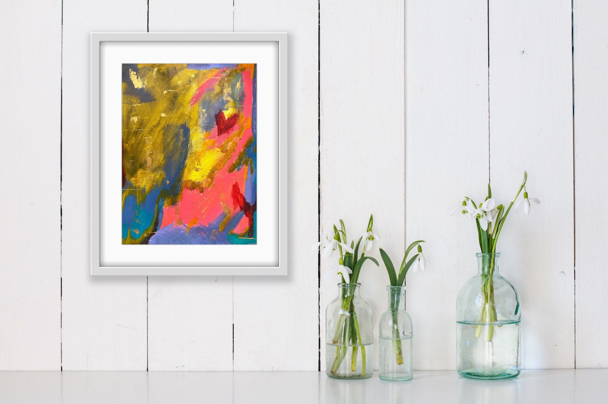 Small Original Abstract Painting on Paper, Mixed Media Art, Abstract ...