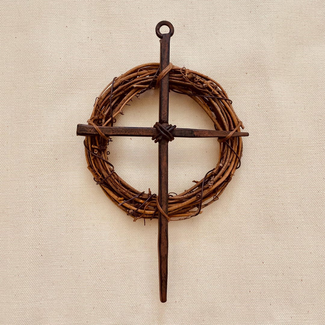 Lent Easter Simple Rustic Small Nail Cross Wreath - Christian Catholic ...