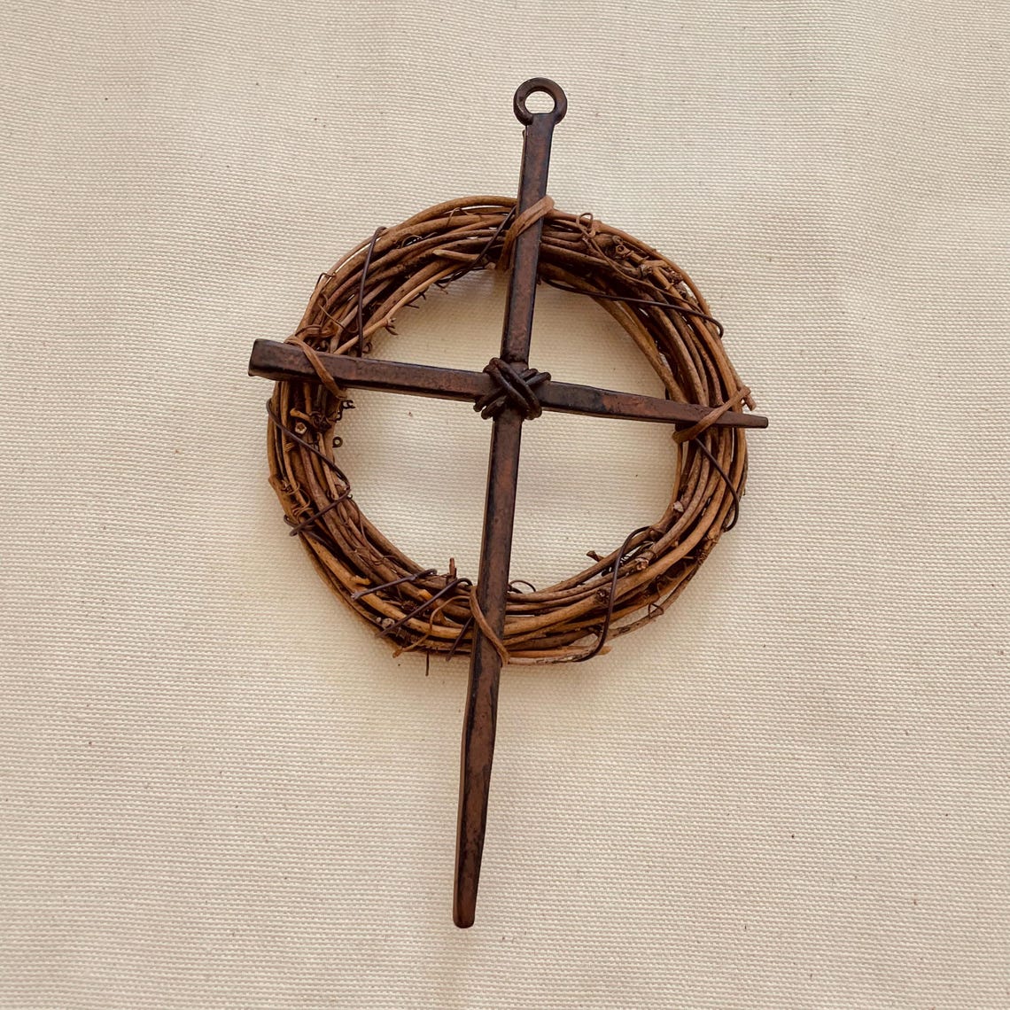 Lent Easter Simple Rustic Small Nail Cross Wreath - Christian Catholic ...