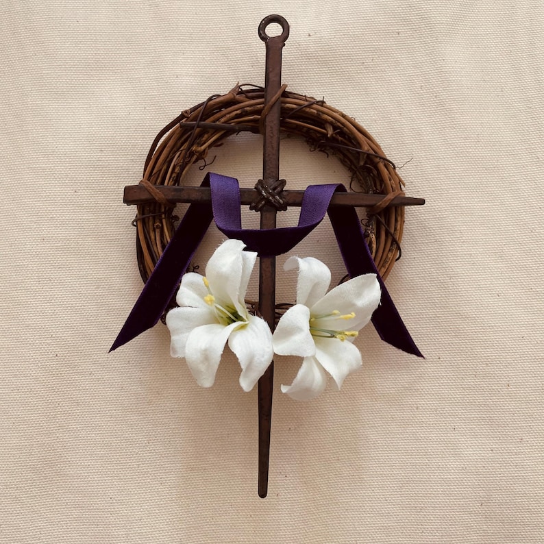 Lent Easter Small Nail Cross Wreath - Christian Catholic Gift - Home ...