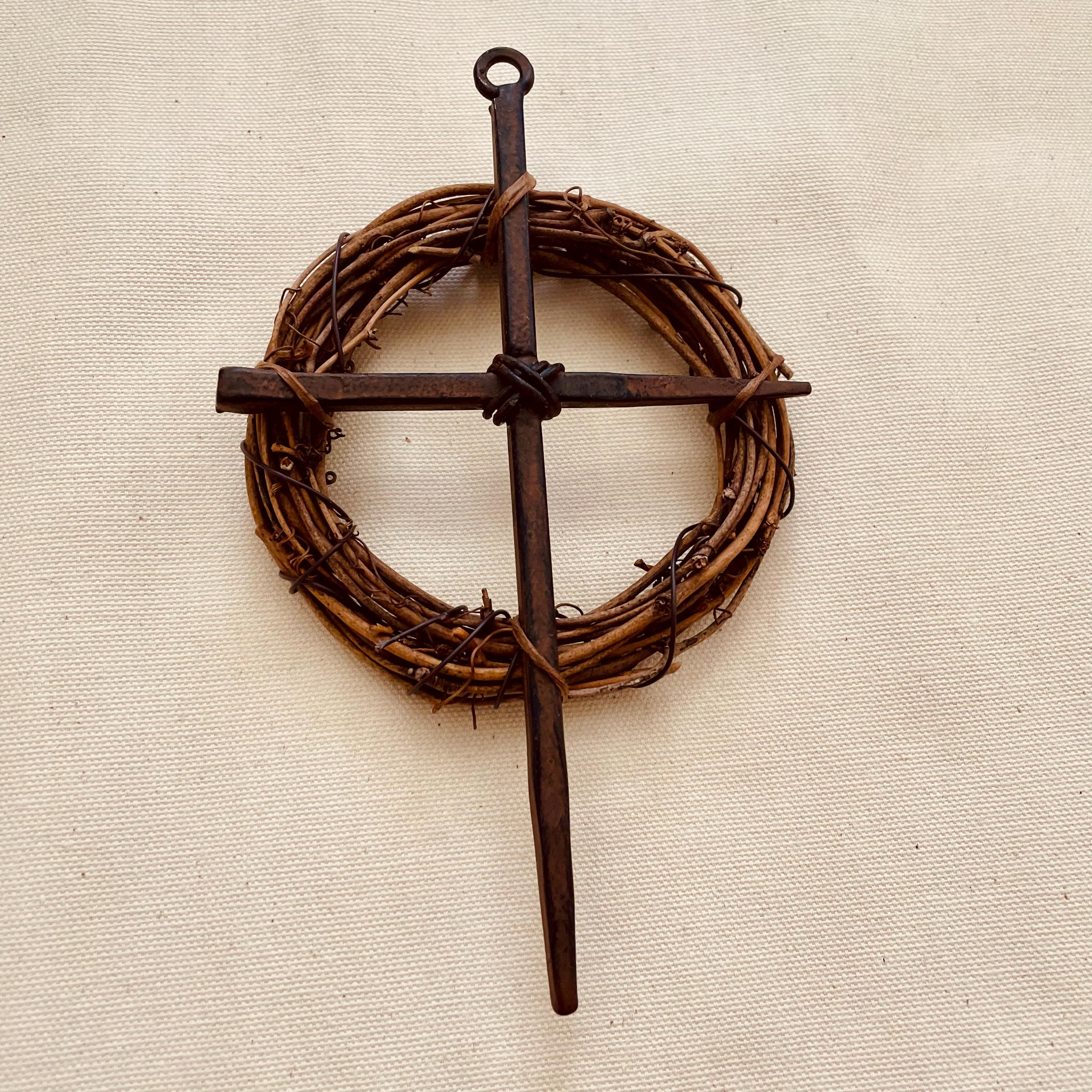Lent Easter Simple Rustic Small Nail Cross Wreath - Christian Catholic ...