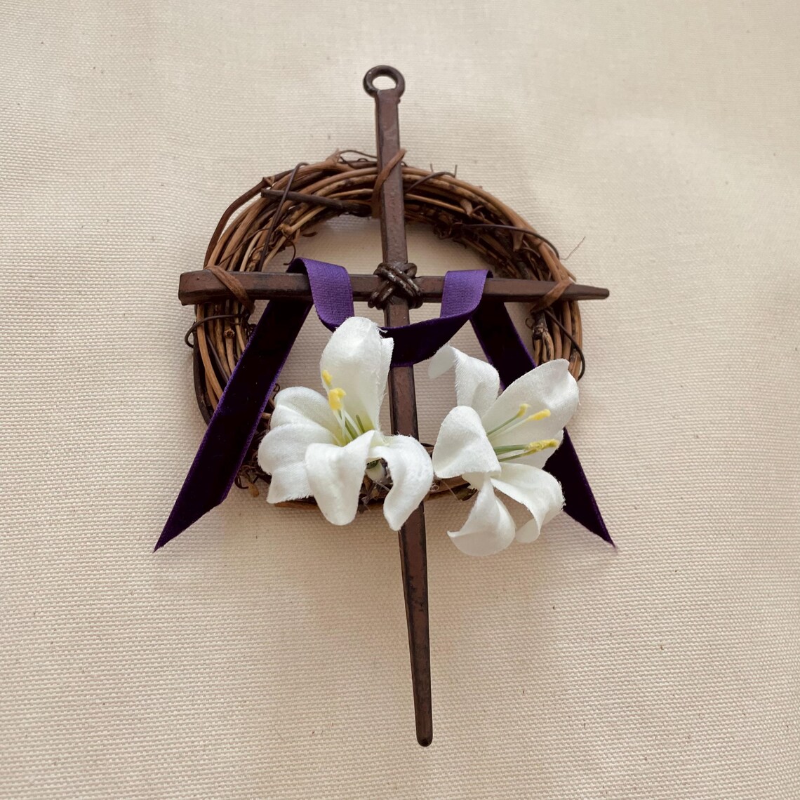 Lent Easter Small Nail Cross Wreath - Christian Catholic Gift - Home ...