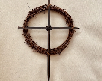 Lent Easter Simple Rustic Small Nail Cross Wreath Christian Catholic ...