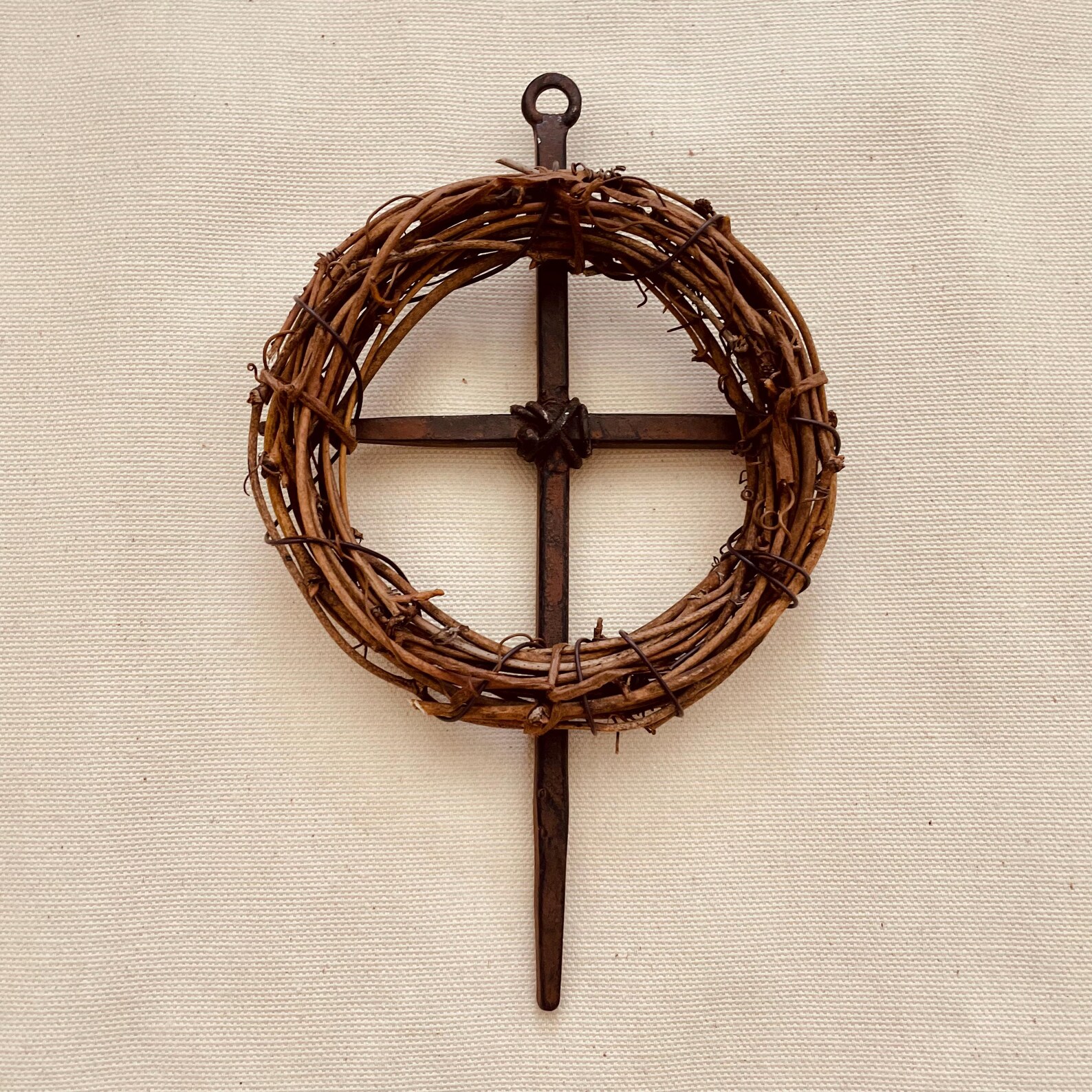 Lent Easter Simple Rustic Small Nail Cross Wreath - Christian Catholic ...