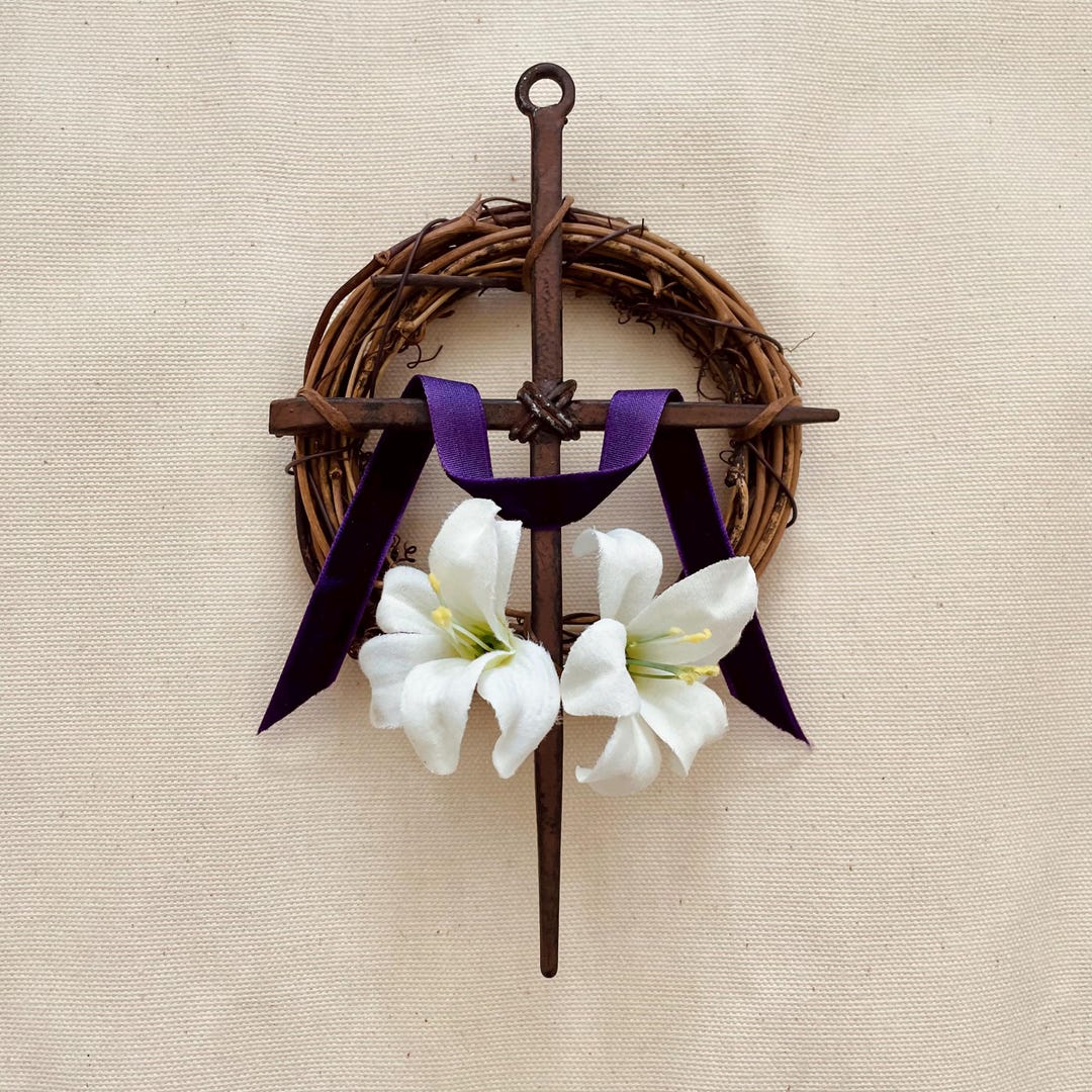 Lent Easter Small Nail Cross Wreath - Christian Catholic Gift - Home ...