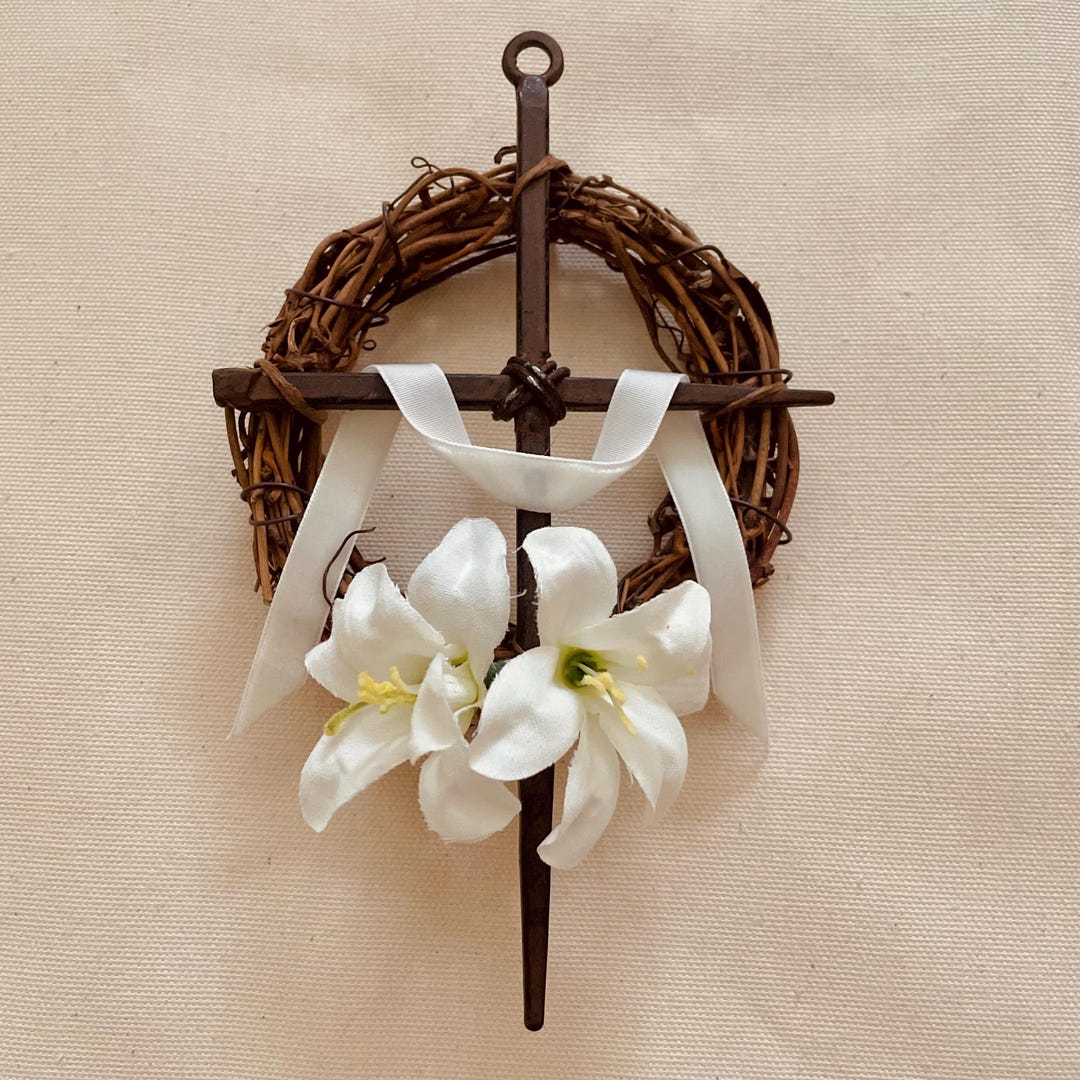 Easter Lent Small Nail Cross Wreath - Christian Catholic Gift - Home ...