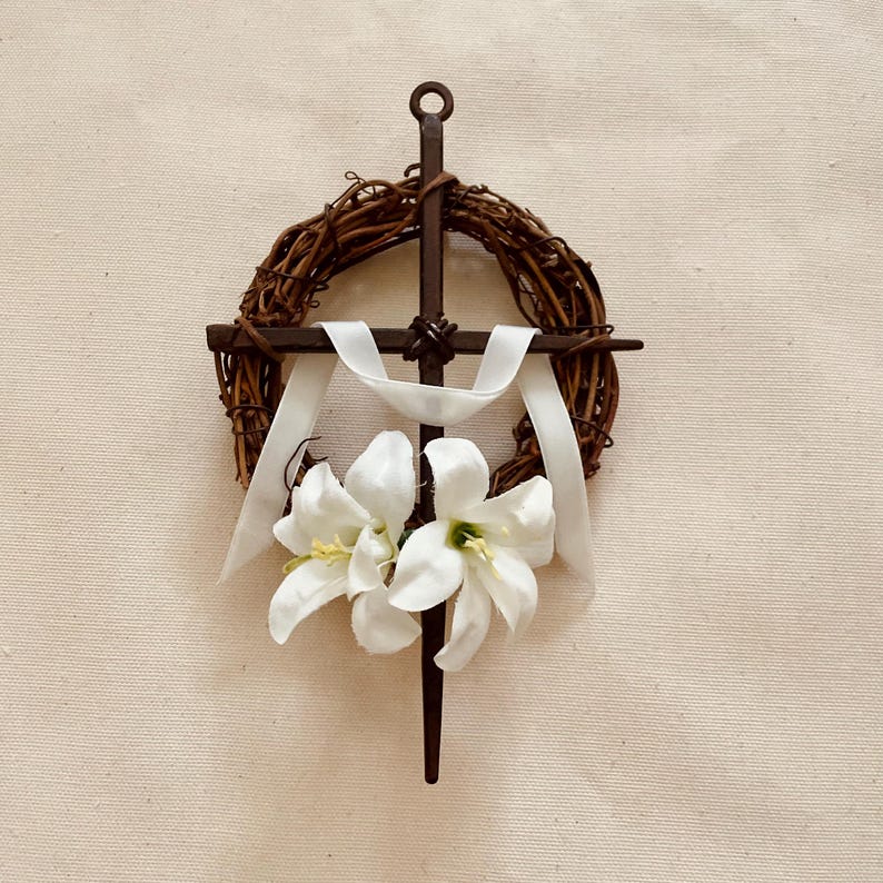 Easter Lent Small Nail Cross Wreath - Christian Catholic Gift - Home ...