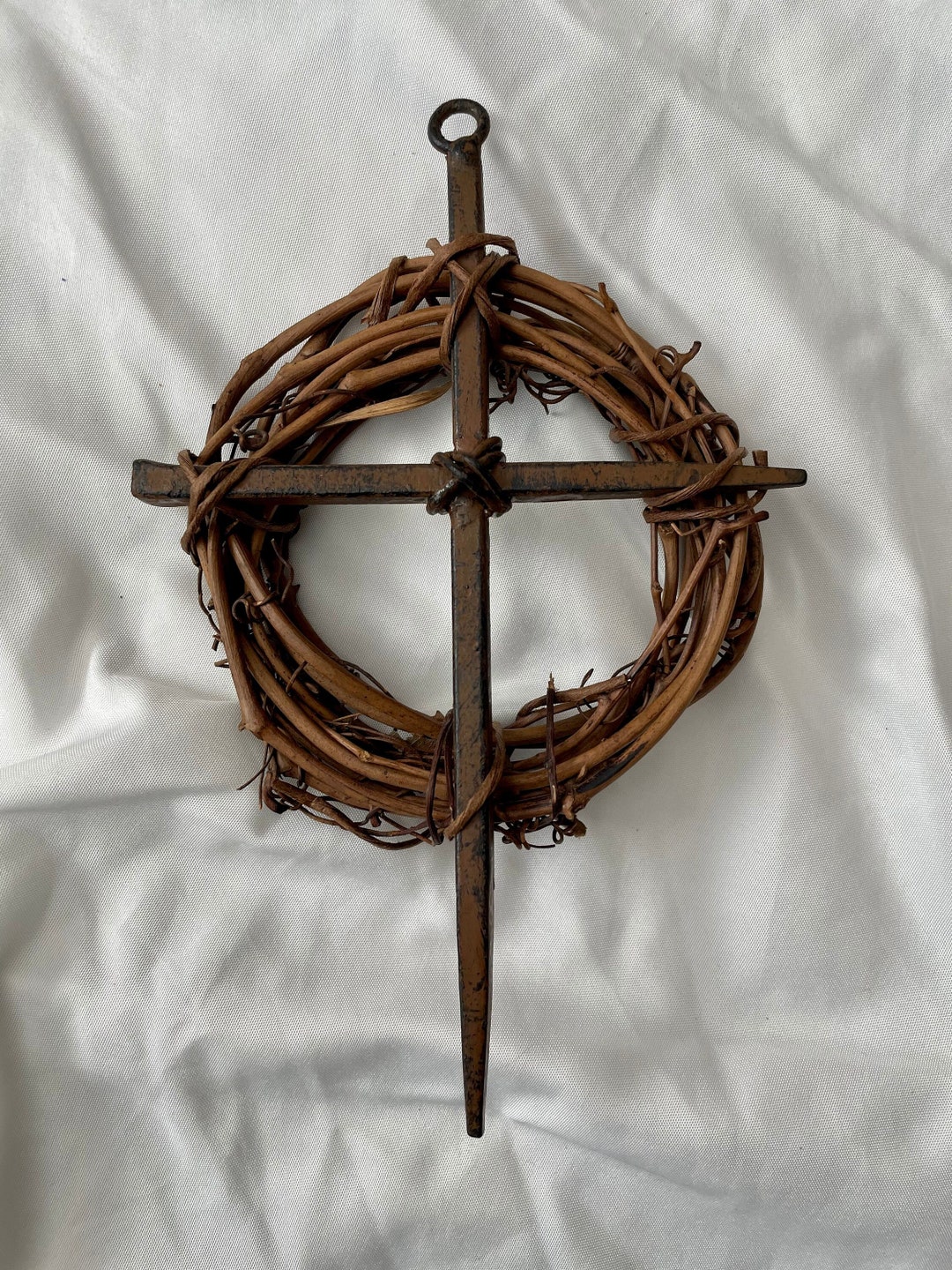 Lent Easter Simple Rustic Small Nail Cross Wreath - Christian Catholic ...