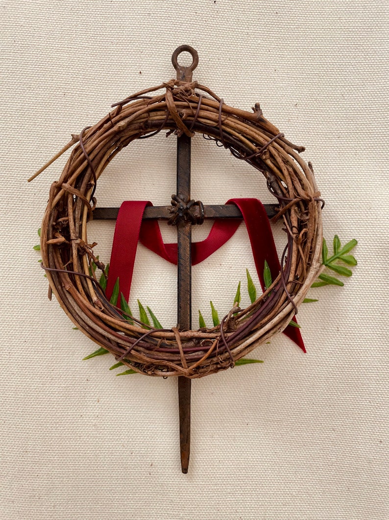 Lent Palm Sunday Easter Small Nail Cross Wreath - Christian Catholic ...