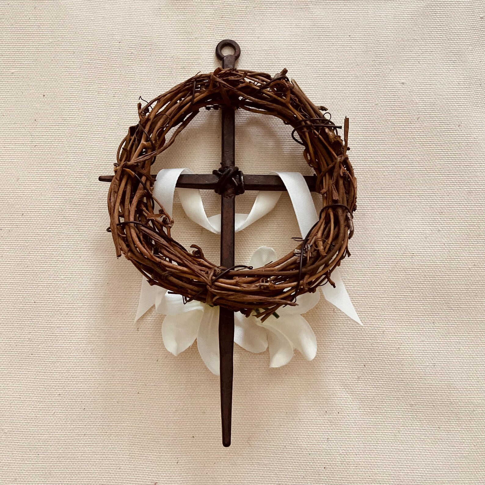 Easter Lent Small Nail Cross Wreath - Christian Catholic Gift - Home ...