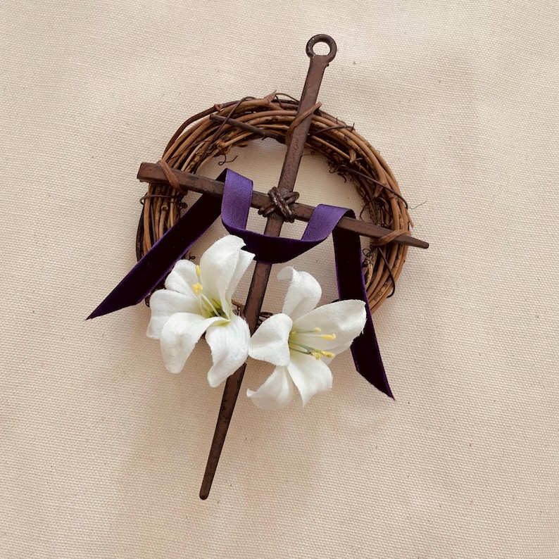 Lent Easter Small Nail Cross Wreath - Christian Catholic Gift - Home ...