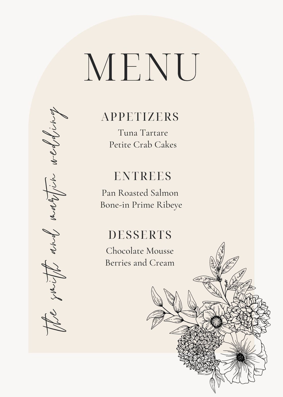 Elegant Floral Wedding Dinner Menu Editable Template - Etsy
