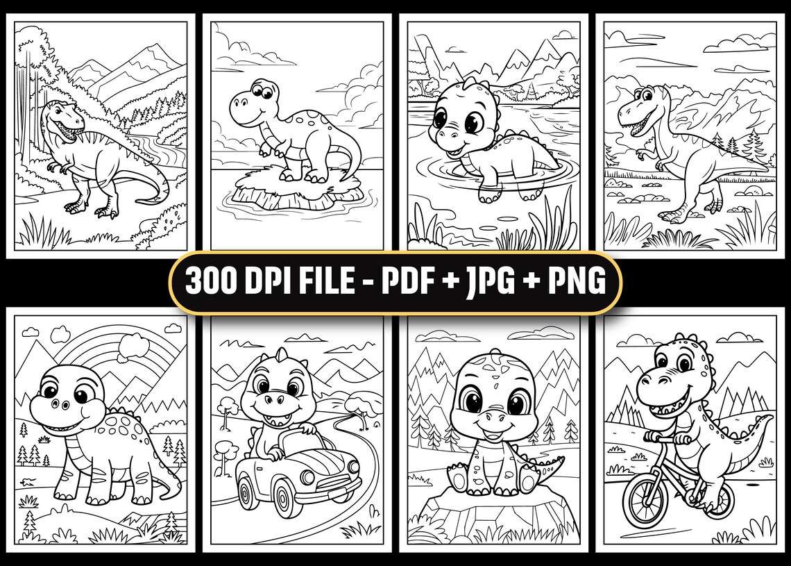 Dinosaur Coloring Pages Bundle for Kids (digital Download) - Etsy
