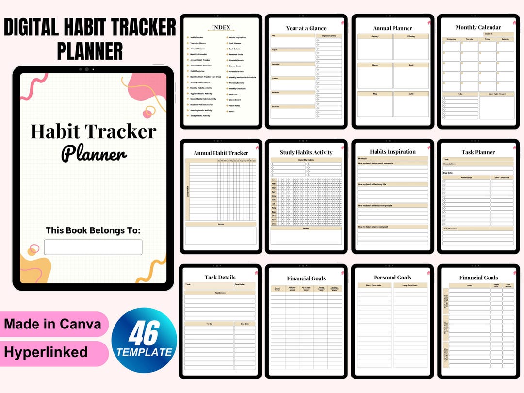 Digital Habit Tracker, Goodnotes Digital Planner, iPad Planner, Daily ...
