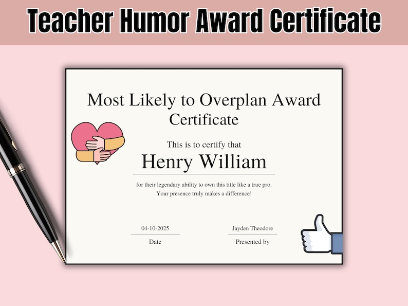 100 Funny Teachers Award Certificates Editable in Canva, Funny Award ...