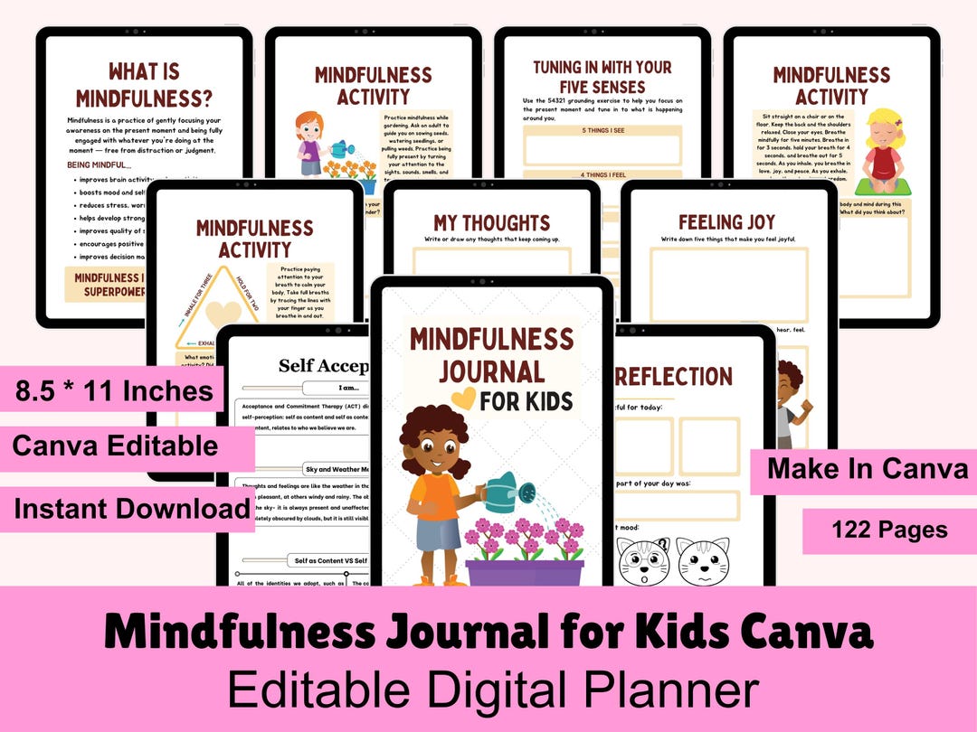 Gratitude & Mindfulness Journal for Kids – 122-page Printable Activity ...