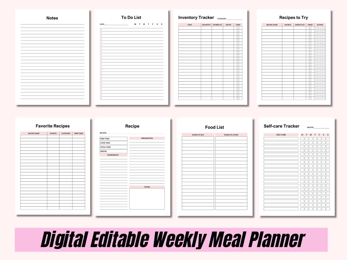 Weekly Meal Planner Printable, Grocery List, A4 PDF (digital Download ...
