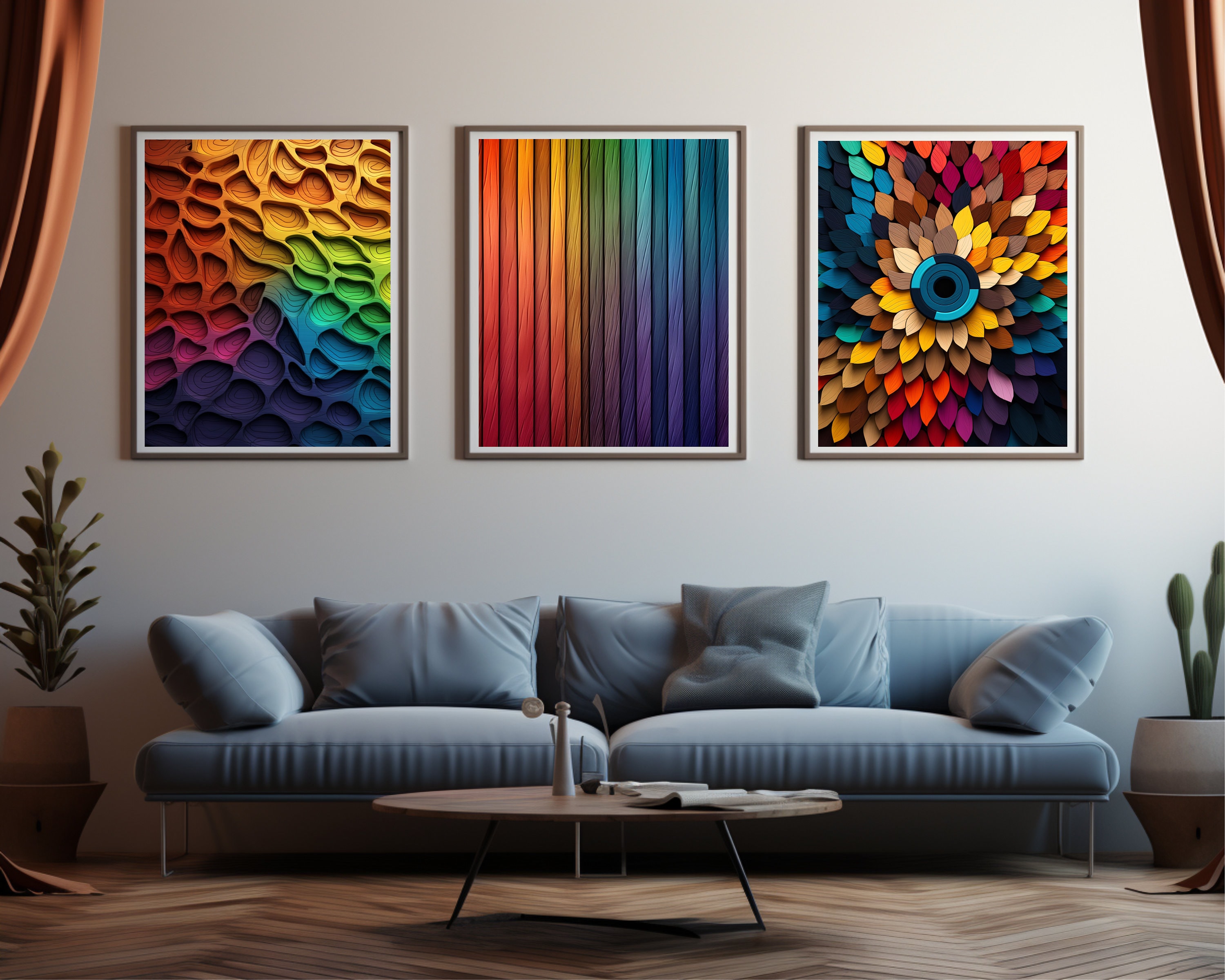Set of 3 Colorful Aesthetic Posters - Printable Wall Art for Instant ...