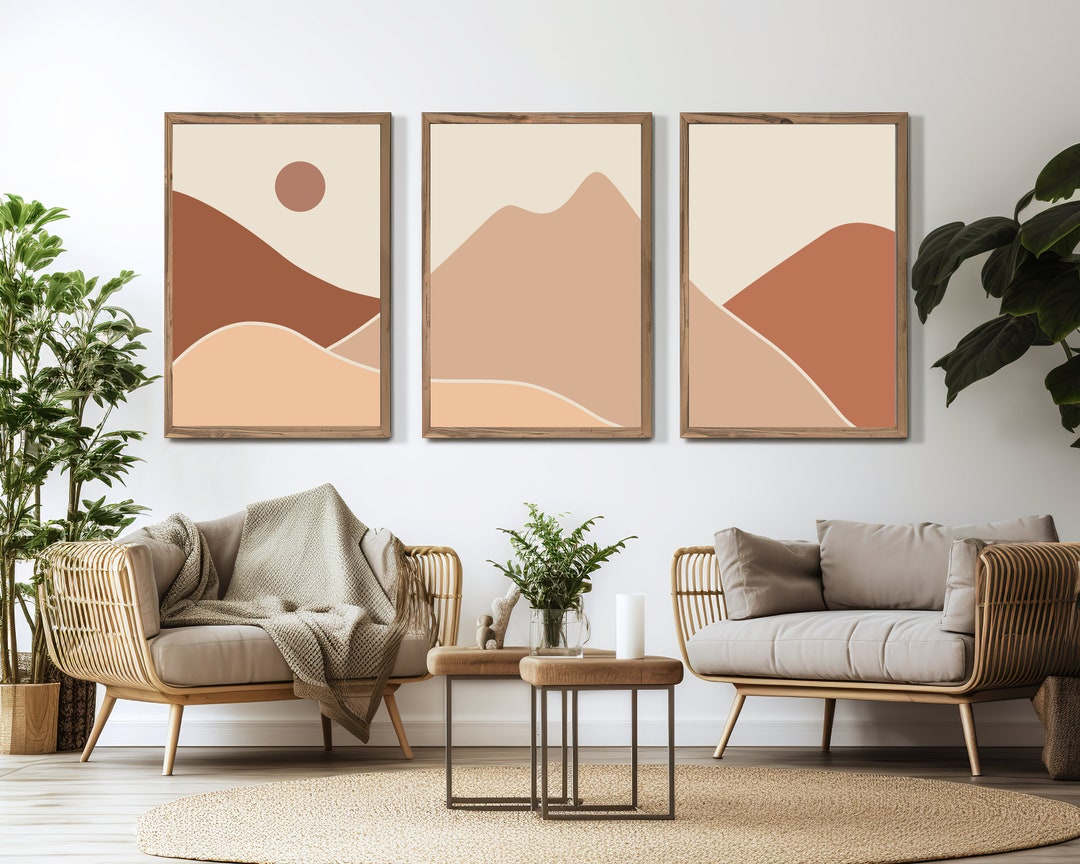 Boho Vibes: Set of 3 Printable Landscape Posters, Minimalist Wall Art ...