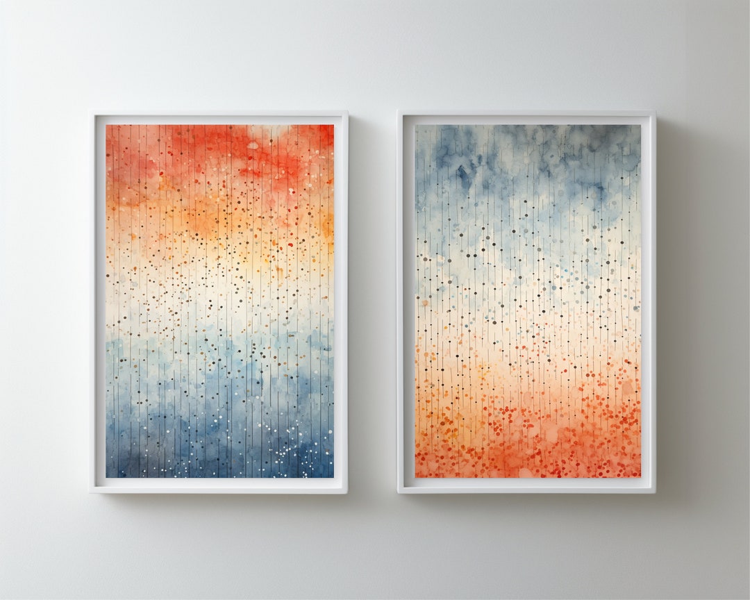 Rain Watercolor Print Set of 12 - Instant Downloadable Abstract Art ...