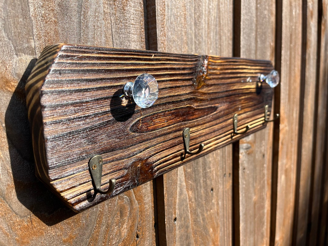 Crystal Knob Shou Sugi Ban Key/coat Rack - Etsy