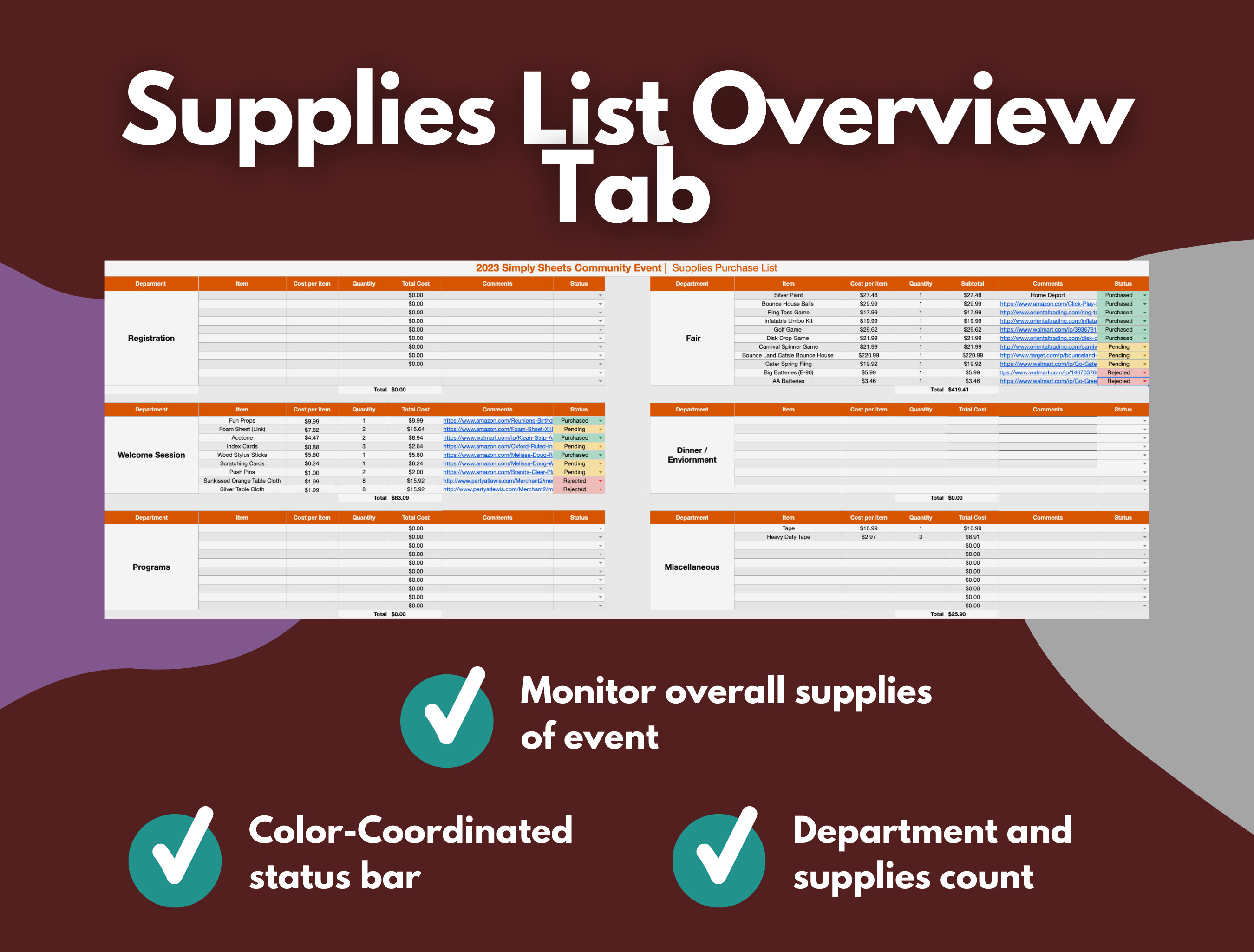 Small Business Supplies Spreadsheet Template for Google Sheets | Easy ...