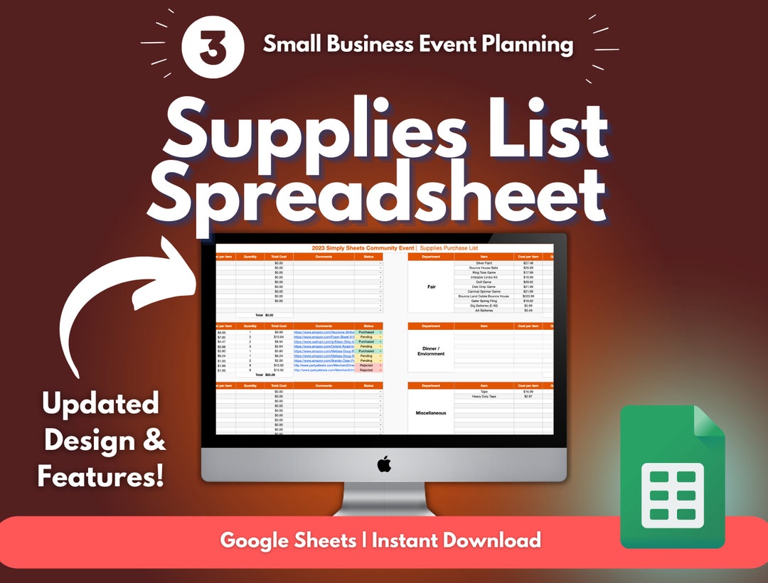 Small Business Supplies Spreadsheet Template for Google Sheets | Easy ...