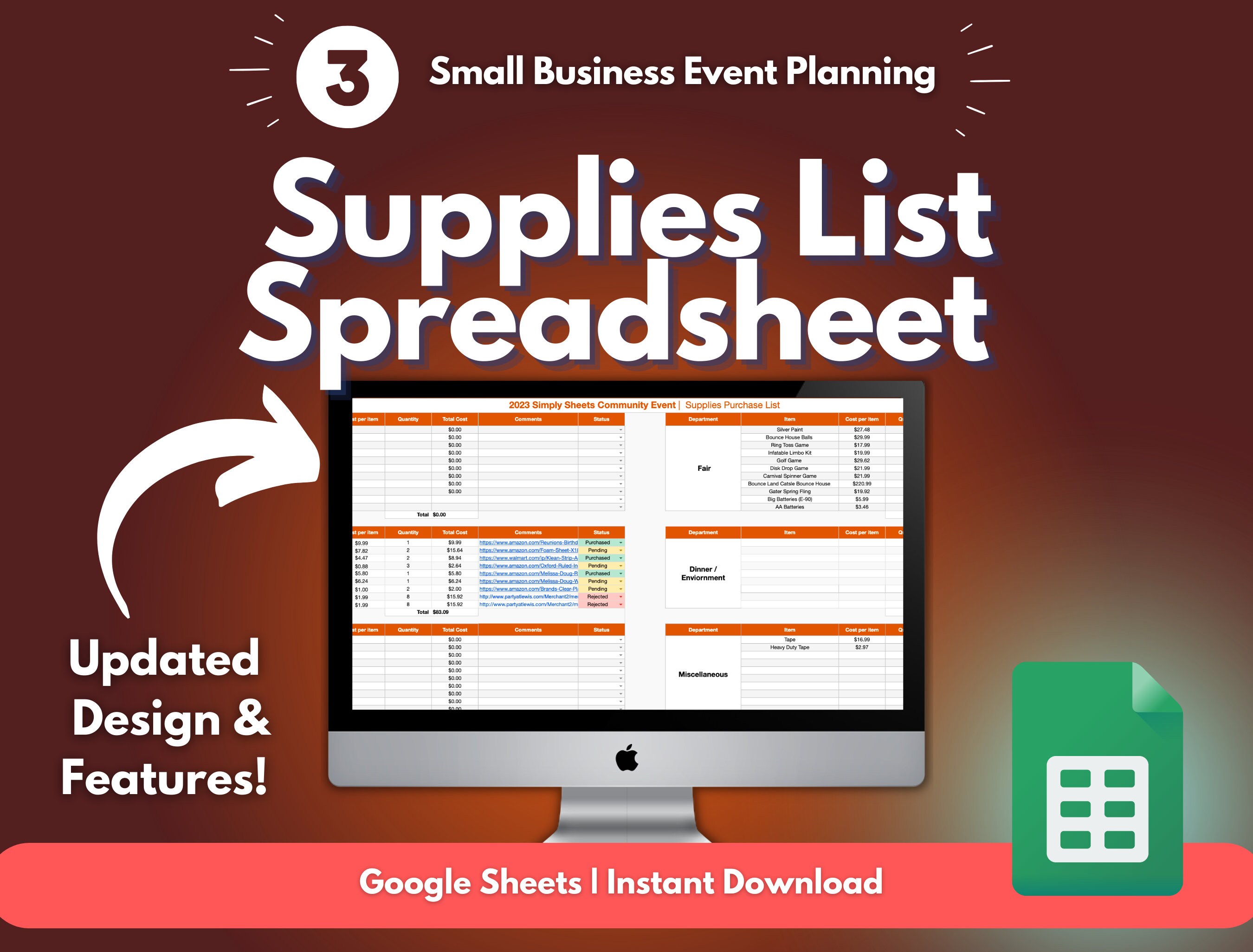 Small Business Supplies Spreadsheet Template for Google Sheets | Easy ...
