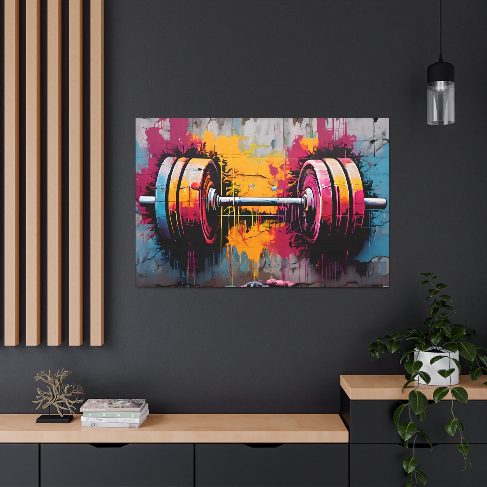 Gym Barbell Weightlift Motivational Home Decor Canvas Wall Art Print ...