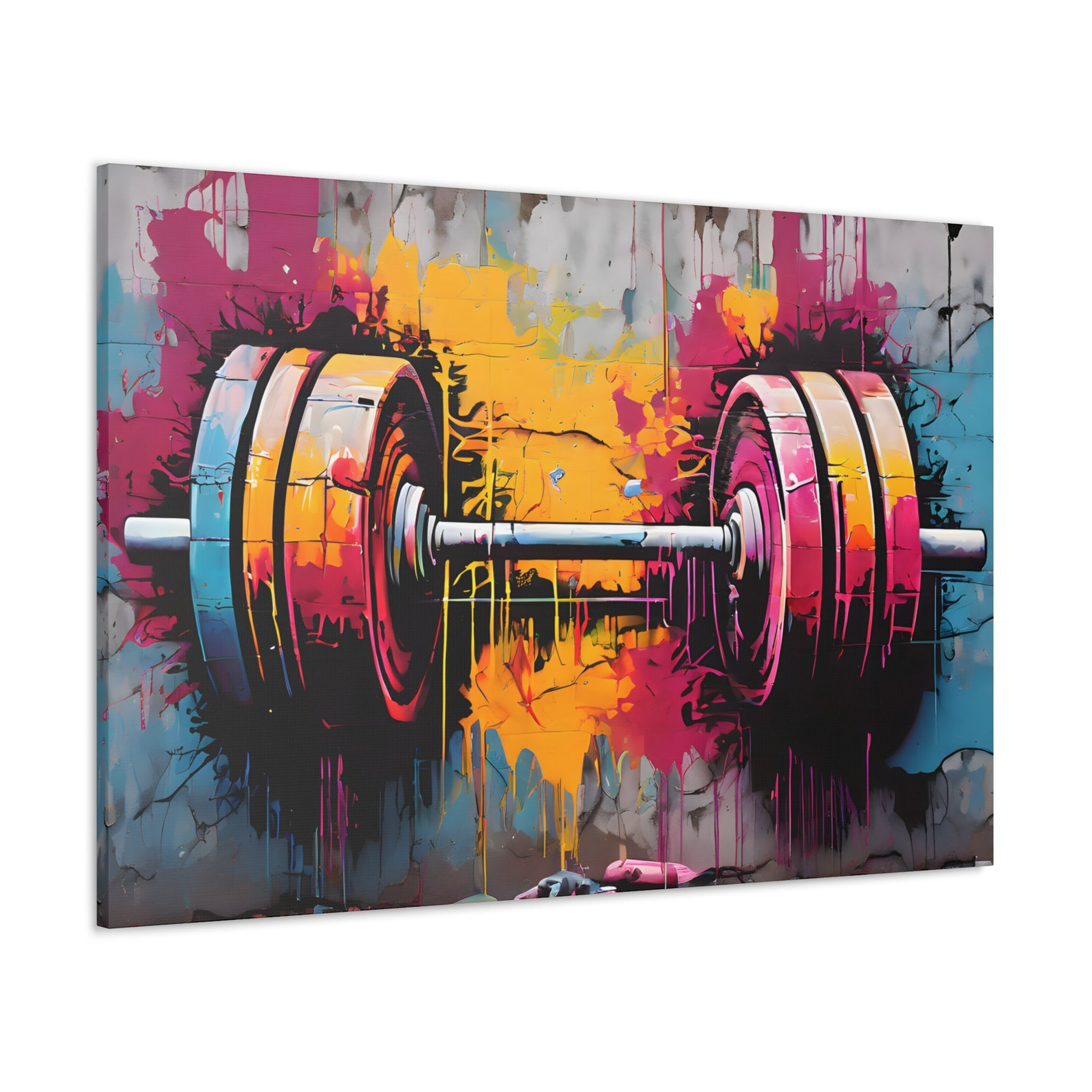 Gym Barbell Weightlift Motivational Home Decor Canvas Wall Art Print ...