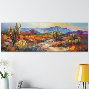 Southwestern Wall Art Cactus Landscape Desert Mural Print Western Home ...