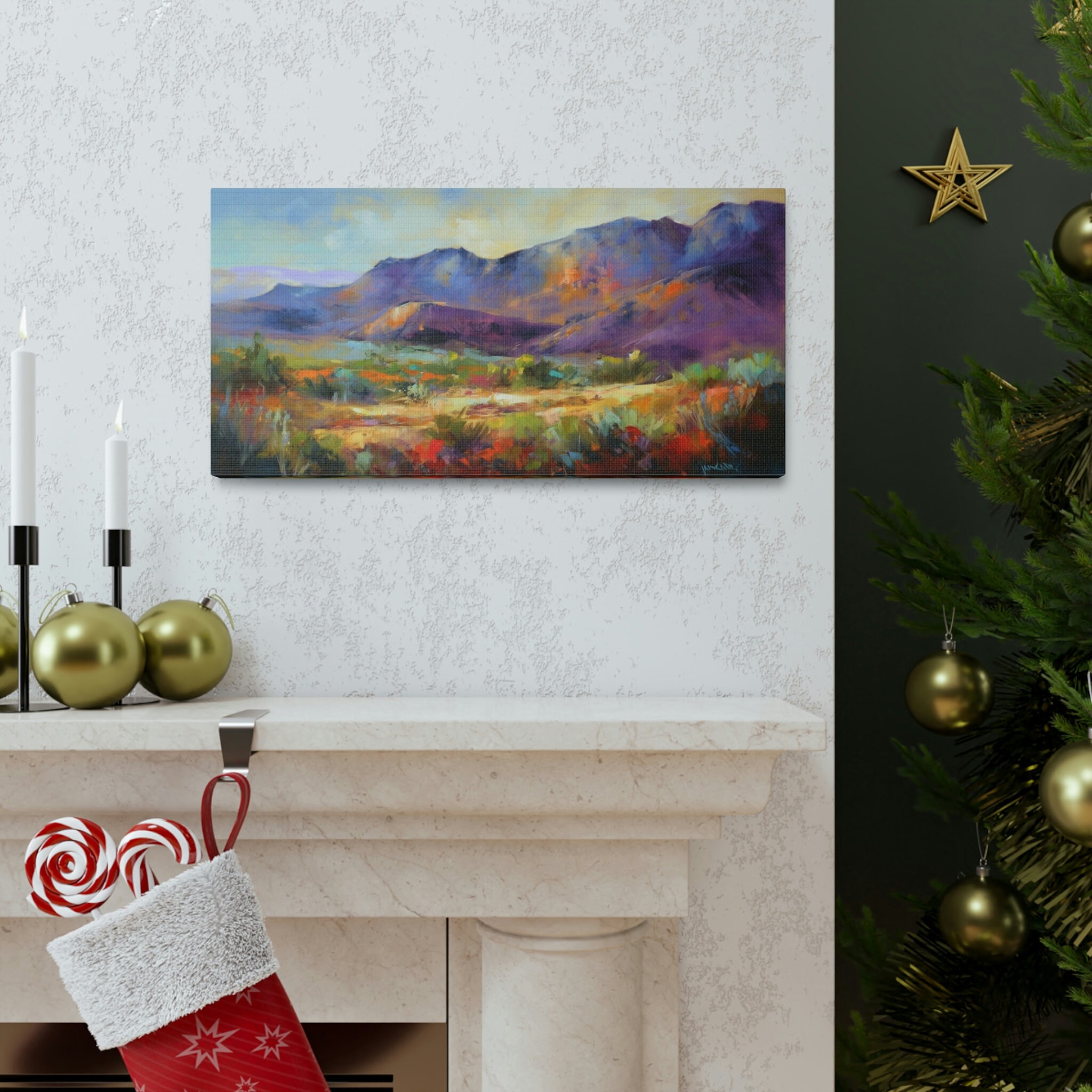 Southwestern Wall Art Cactus Landscape Desert Mural Print - Etsy