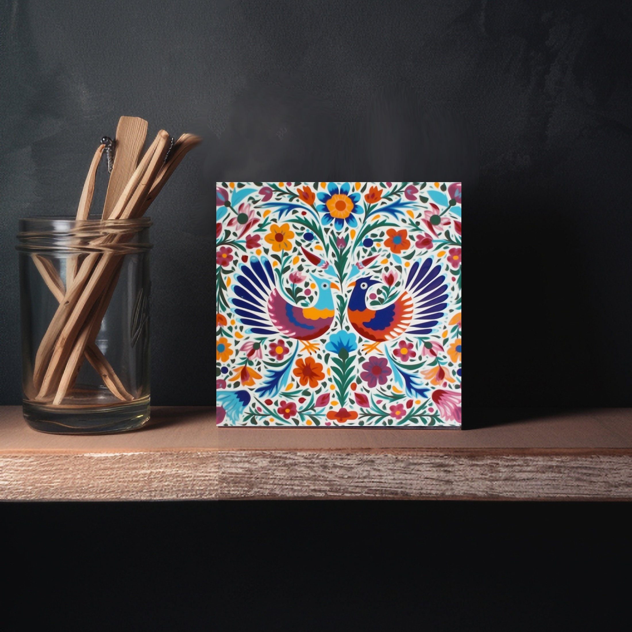 Mexican Chicken Otomi, Floral Motifs Mexico Wall Art Garden Floral ...