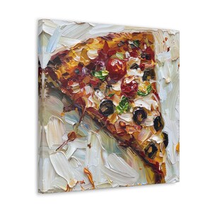 Pizza Oil Painting Kitchen Wall Art Food Decor, Slice of Pizza Wall ...