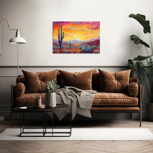 Southwestern Wall Art Poster Cactus Landscape Desert Mural Print ...